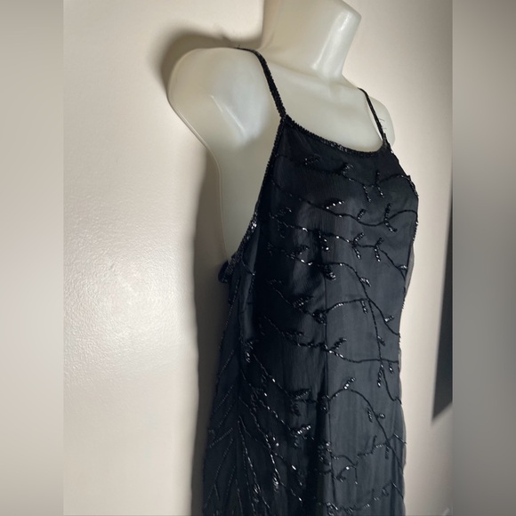 JMD | Dresses | Silk Vintage Slip Dress Beaded Black Formal L 9s | Poshmark